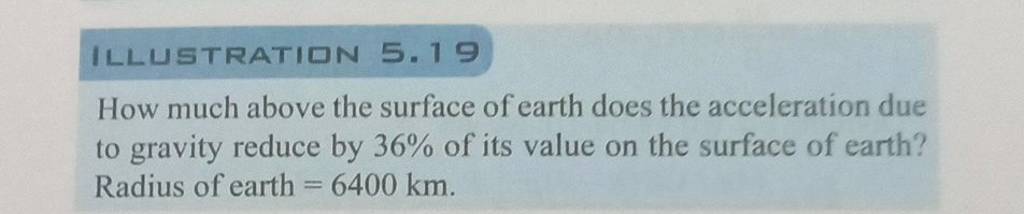 ILLUSTRATIQN 5.19 How much above the surface of earth does the accelerati..