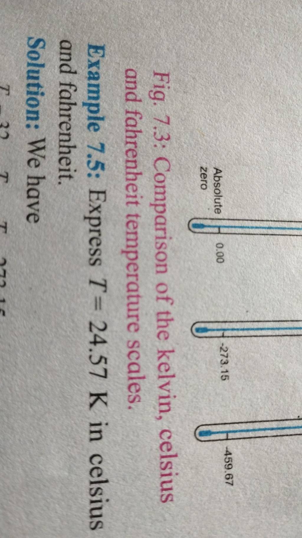 Fig. 7.3: Comparison of the kelvin, celsius and fahrenheit temperature sc..