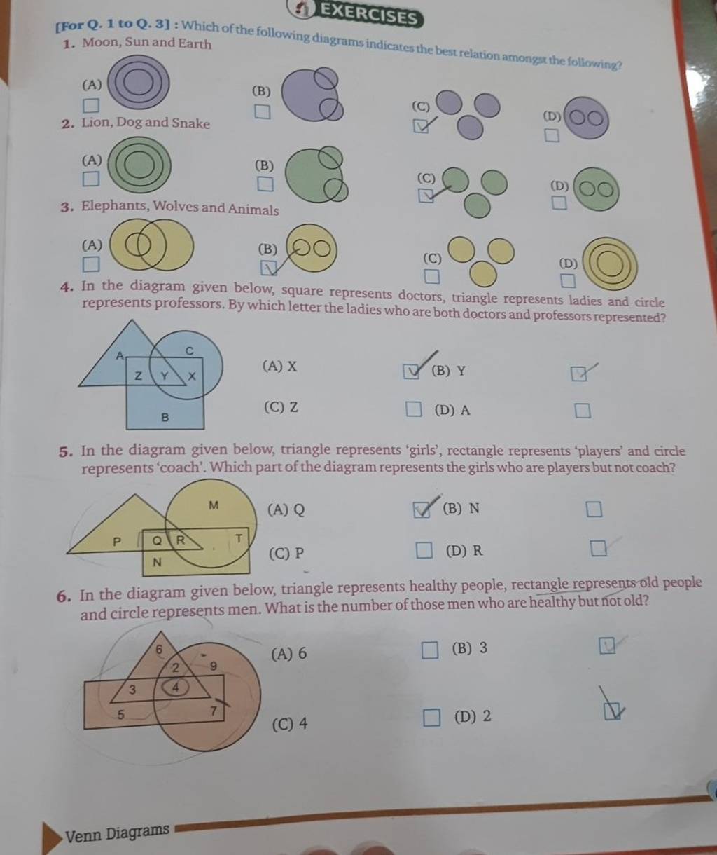 In the diagram given below, triangle represents 'girls', rectangle repres.. In the diagram given below, triangle represents 'girls', rectangle repres..