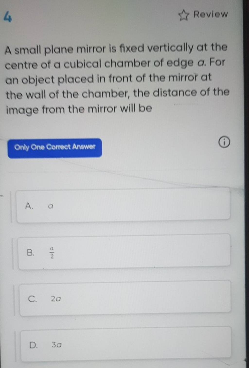 4 ^ Review A small plane mirror is fixed vertically at the centre of a