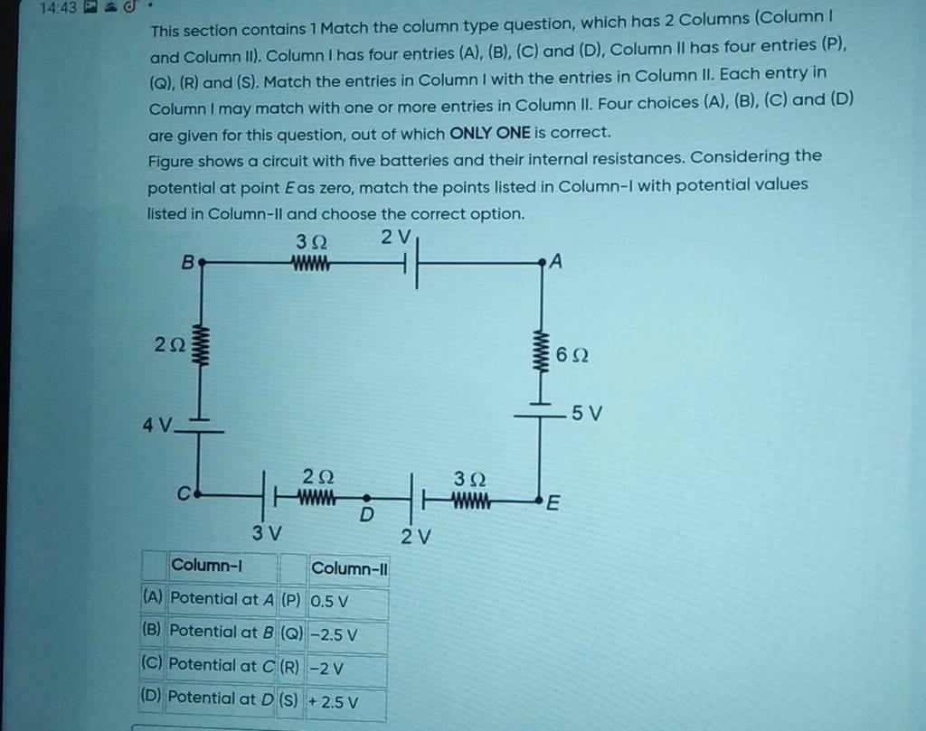 This section contains 1 Match the column type question, which has 2 Colum.. This section contains 1 Match the column type question, which has 2 Colum..