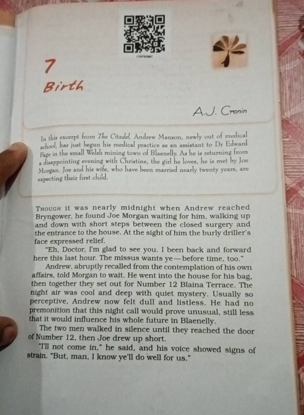 Birth In this excerpt from The Citadel, Andrew Manson, newly out of medic..