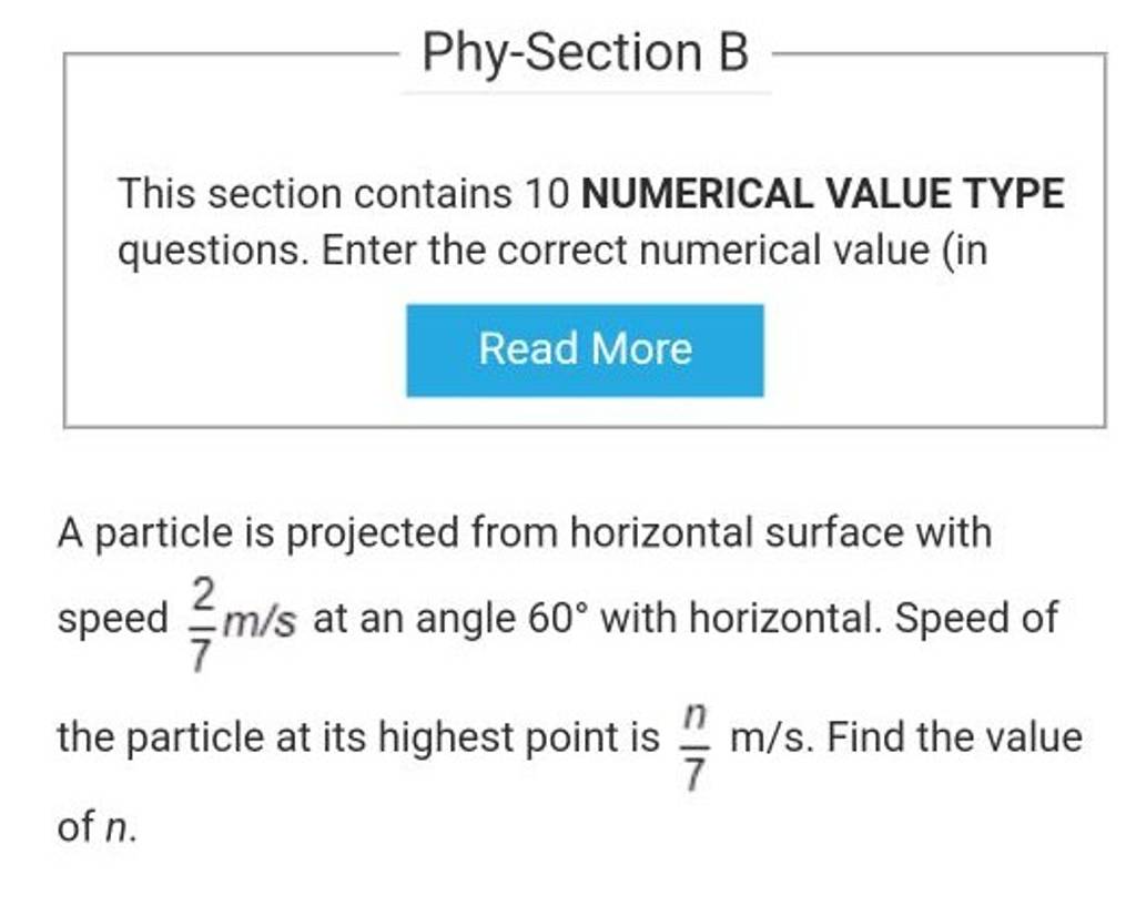 Phy-Section B This section contains 10 NUMERICAL VALUE TYPE questions. En..