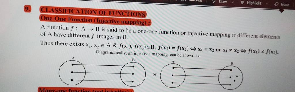 9 Classification Of Functions One One Function Injective Mapping A F