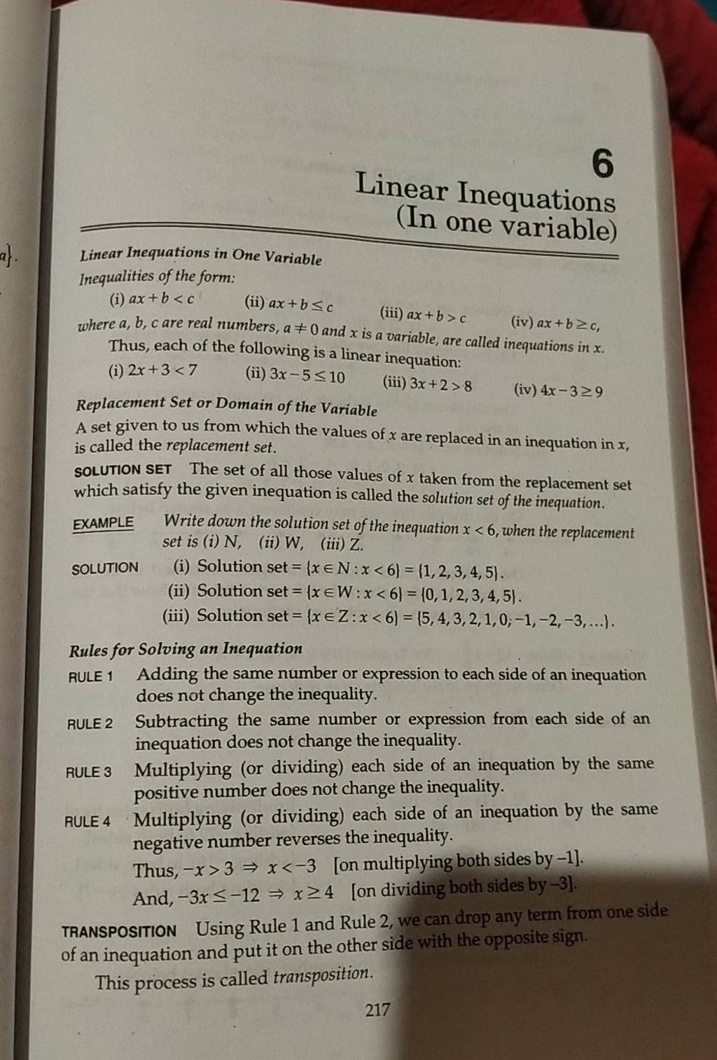 Linear Inequations In One Variable Linear Inequations In One Variable I