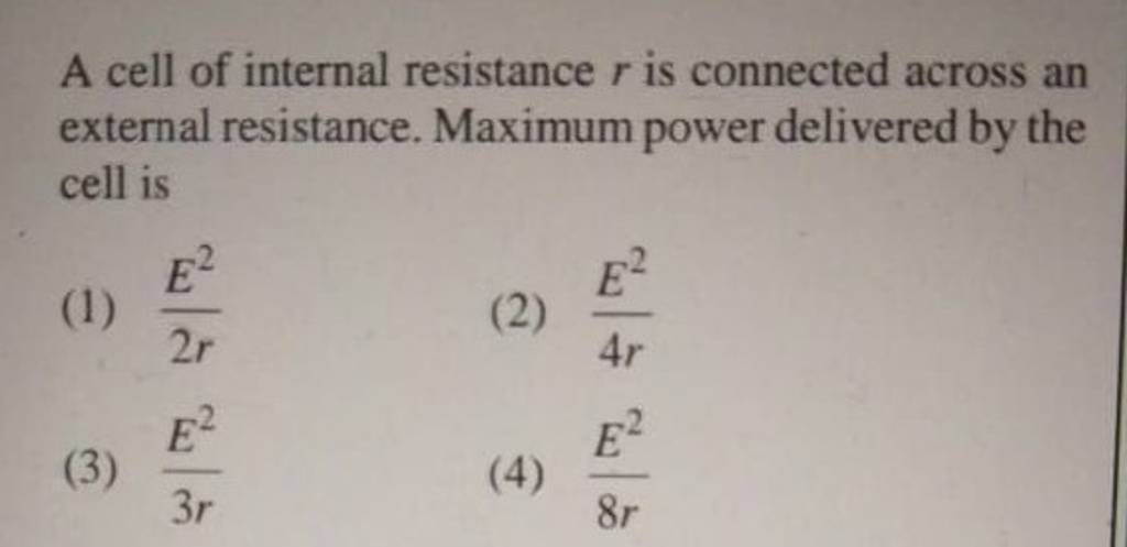 A cell of internal resistance r is connected across an external resistanc..