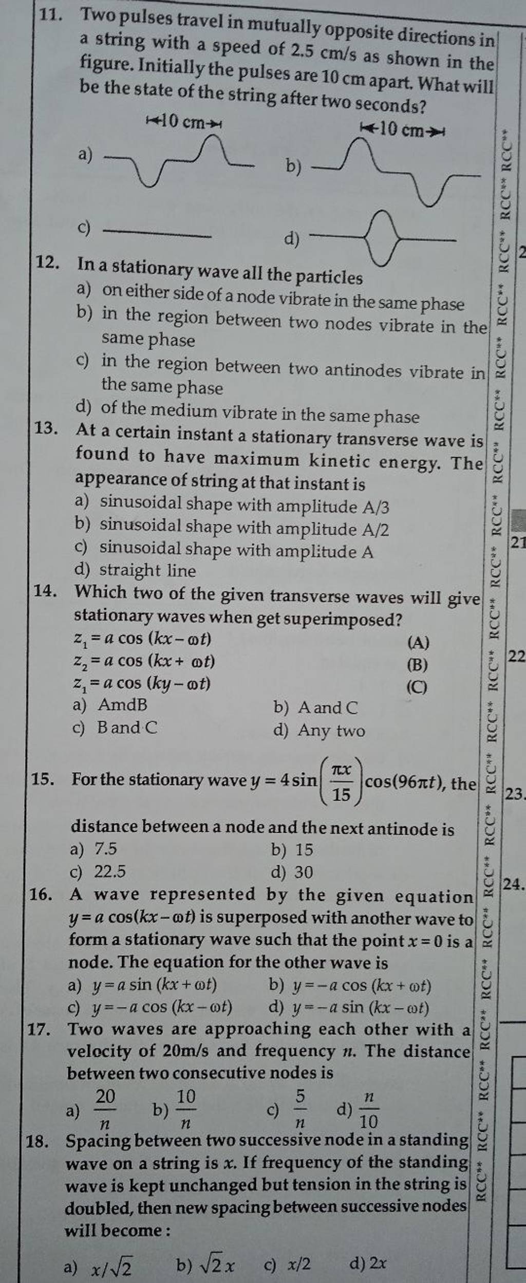 Spacing between two successive node in a standing wave on a string is x.