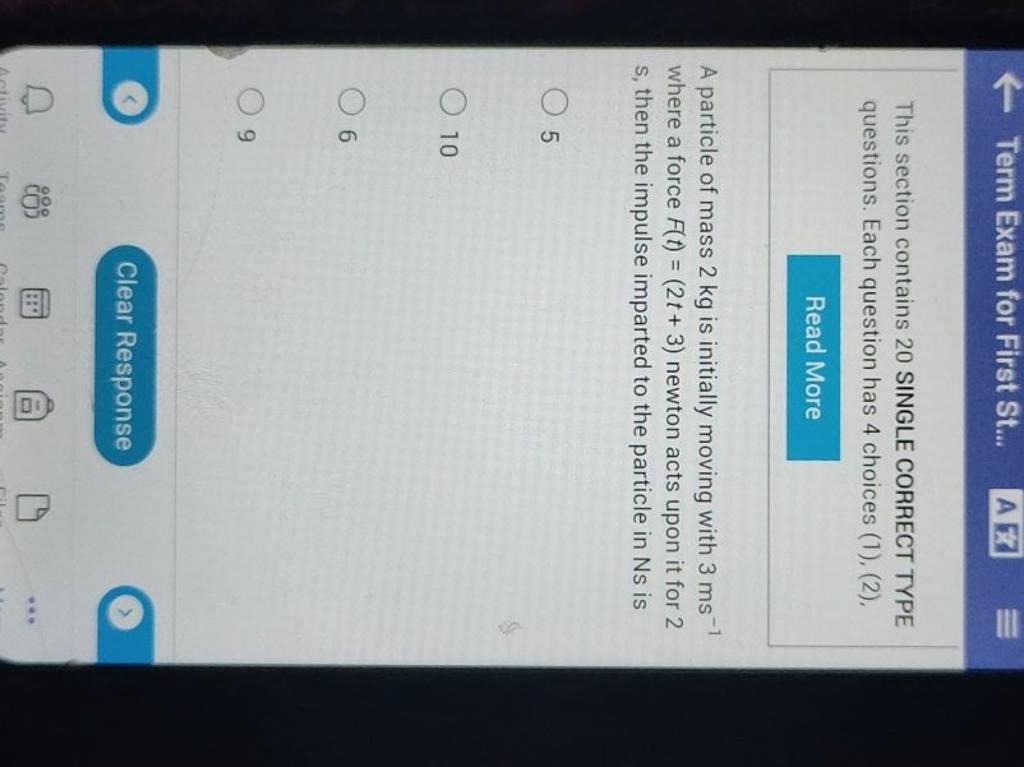 This section contains 20 SINGLE CORRECT TYPE questions. Each question has..
