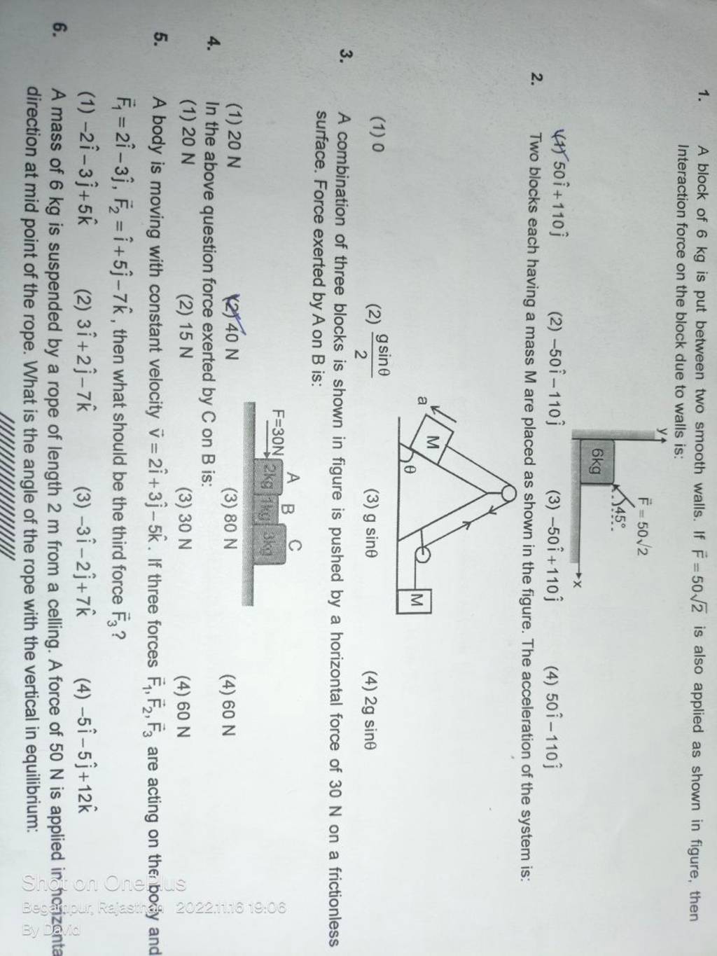 A Body Is Moving With Constant Velocity V 2i 3j −5k If Three Forces F