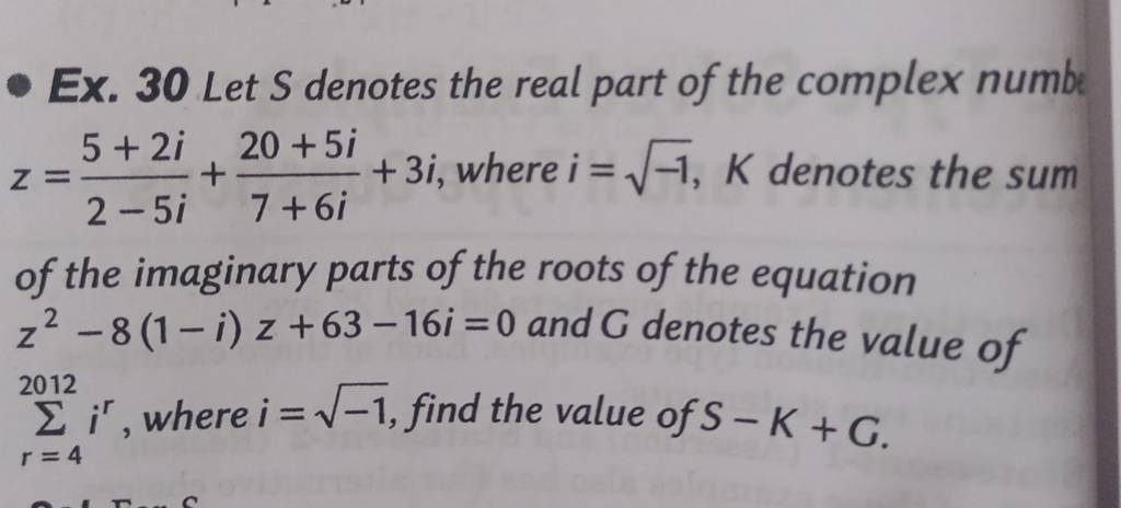 Ex. 30 Let S denotes the real part of the complex numbe z=\frac{5+2 i ...