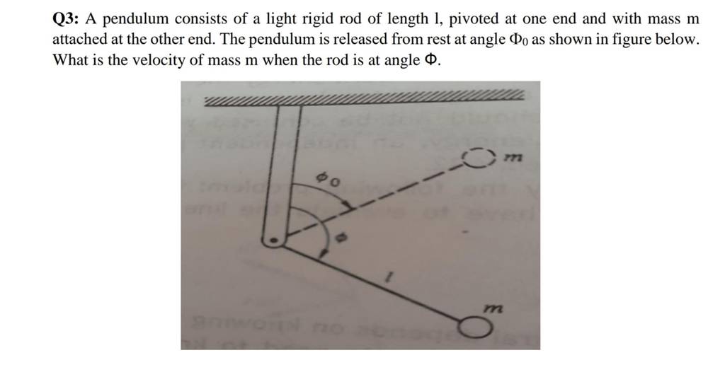 Q3: A pendulum consists of a light rigid rod of length 1, pivoted at one