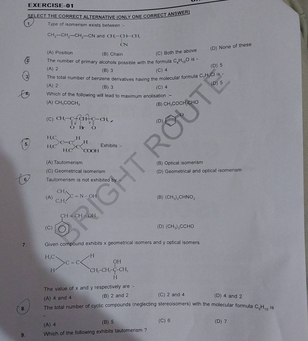 EXERCISE-01 SELECT THE CORRECT ALTERNATIVE (ONLY ONE CORRECT ANSWER) 1. T..