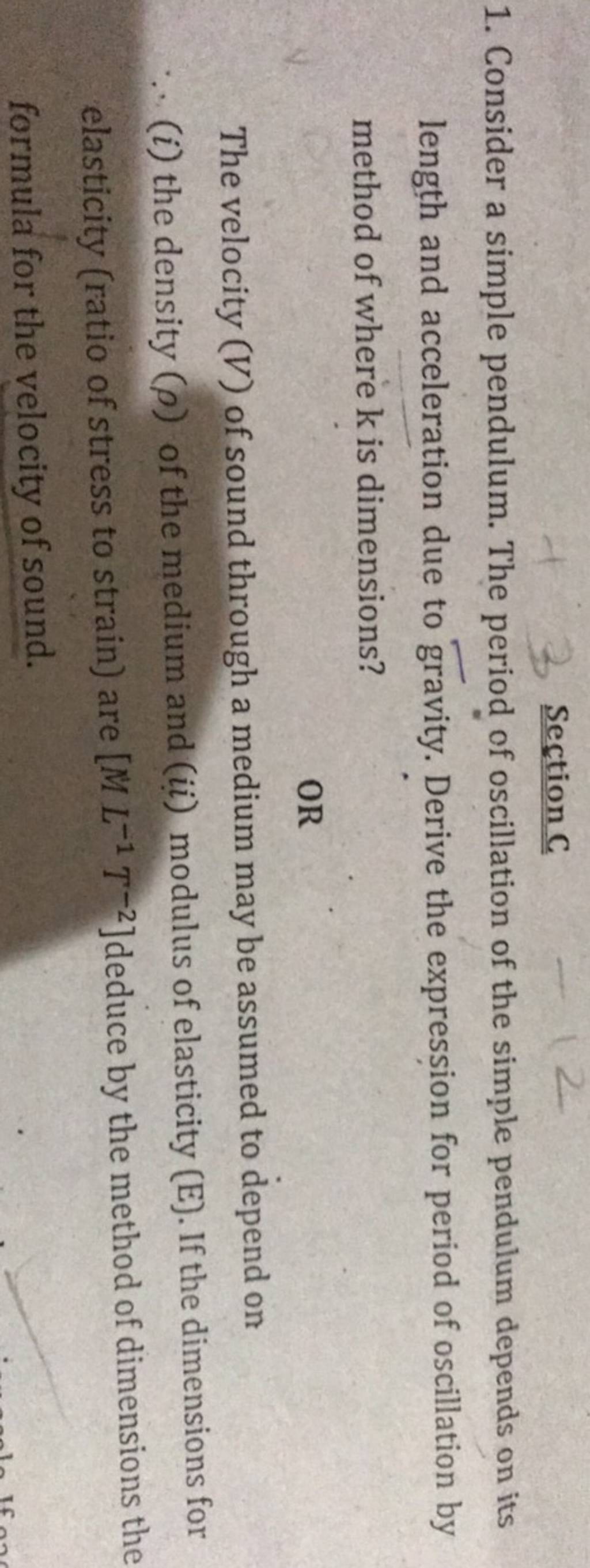 1 Consider A Simple Pendulum The Period Of Oscillation Of The Simple Pe