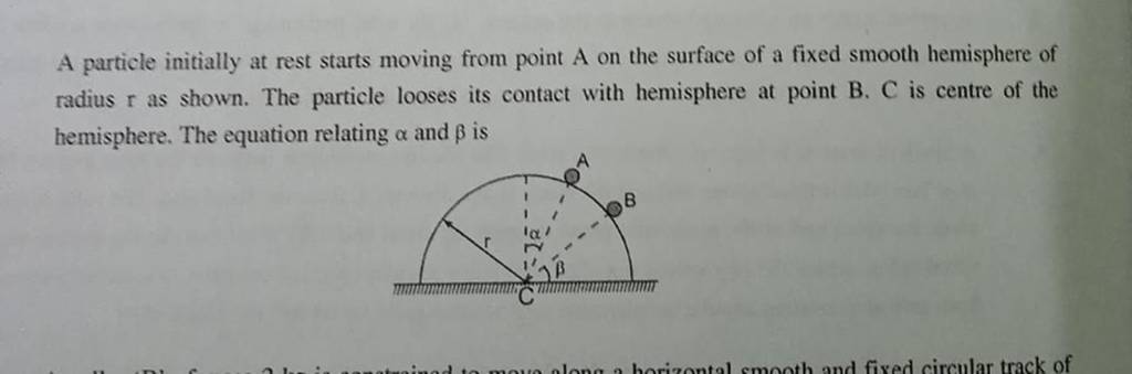 A particle initially at rest starts moving from point A on the surface of.. A particle initially at rest starts moving from point A on the surface of..