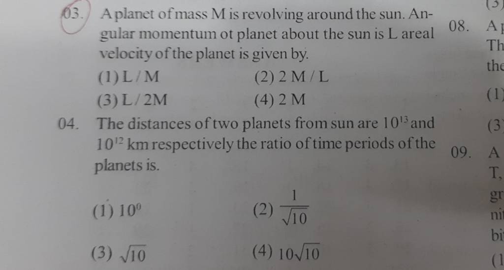 A Planet Of Mass M Is Revolving Around The Sun Angular Momentum Ot Plane