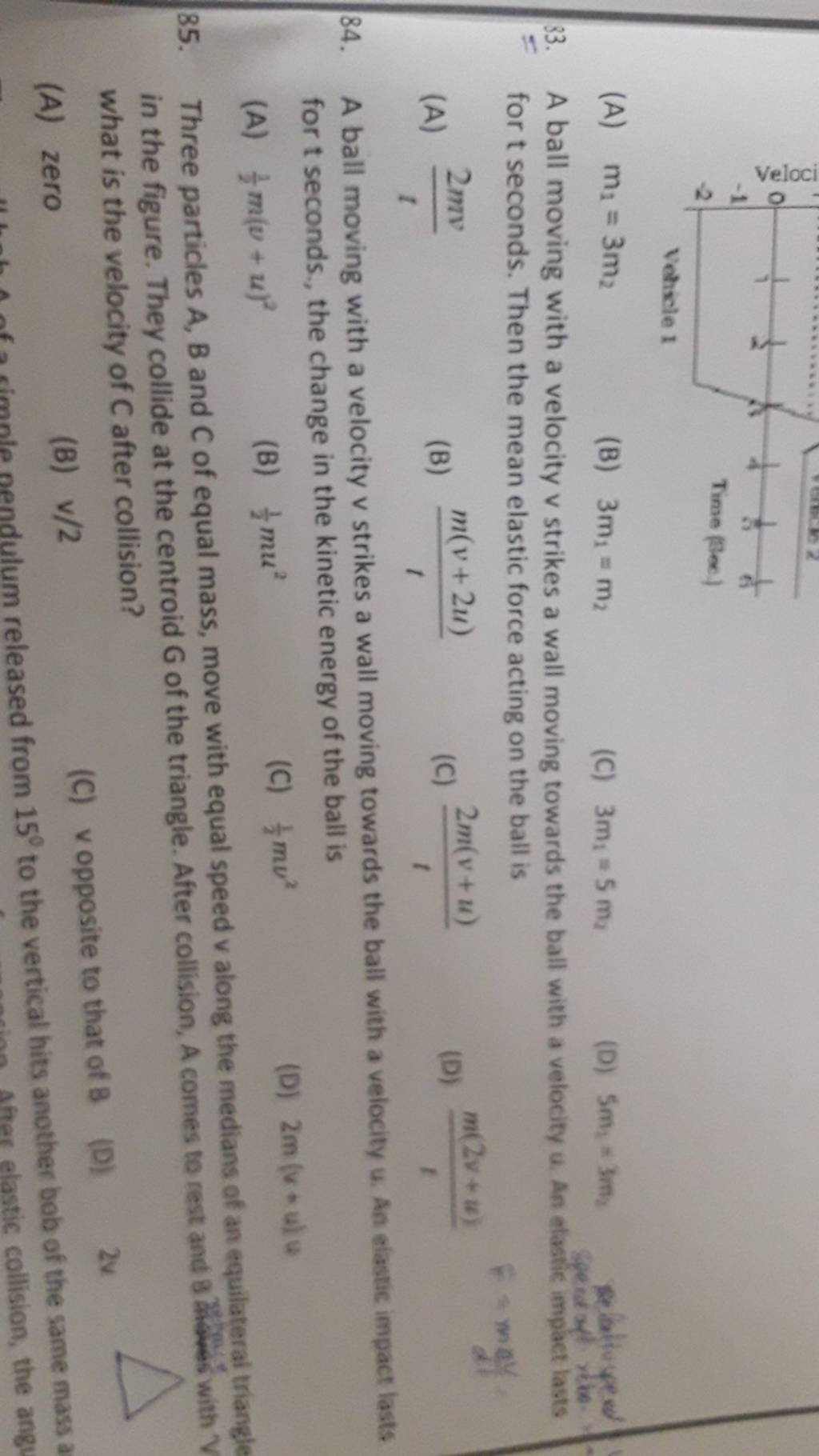 Three particles A,B and C of equal mass, move with equal speed v along th..