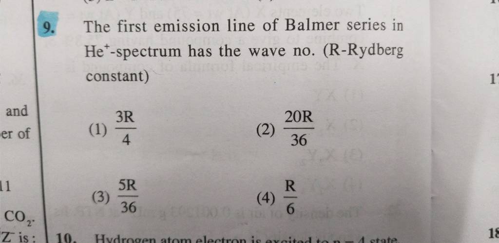 The first emission line of Balmer series in He+-spectrum has the wave no...