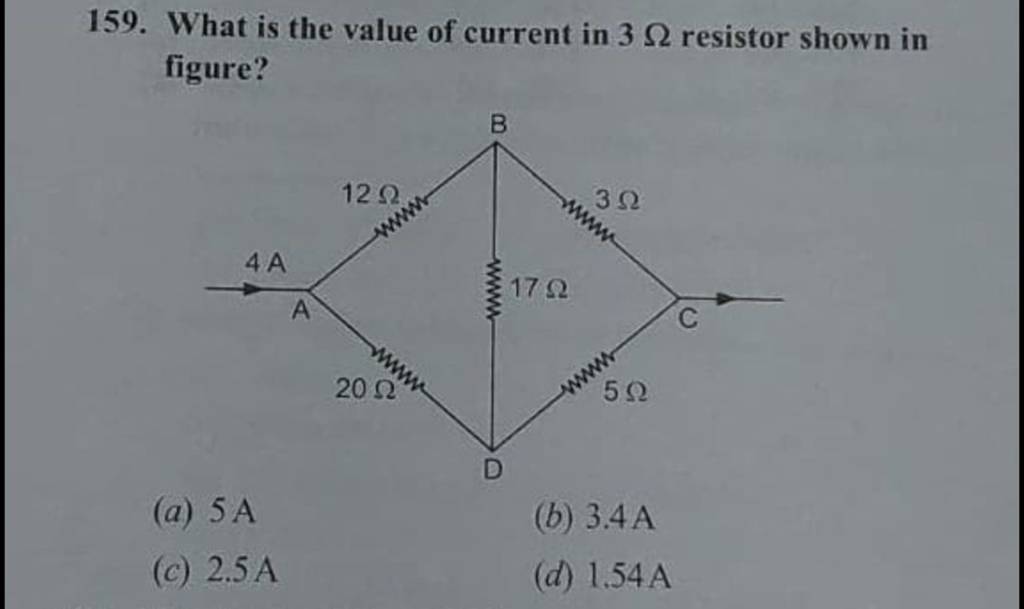 What is the value of current in 3Ω resistor shown in figure? | Filo