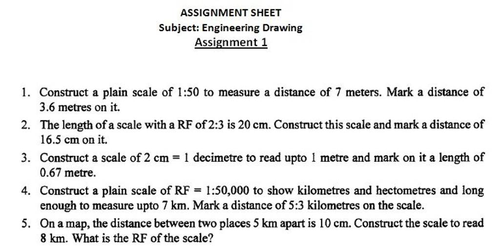 ASSIGNMENT SHEET Subject: Engineering Drawing Assignment 1 | Filo