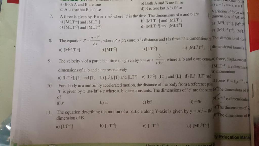 The Velocity V Of A Particle At Time T Is Given By V At T Cb Where A B