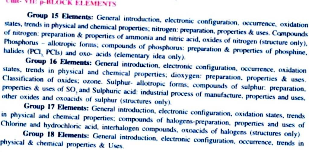 Group 15 Elements: General introduction, electronic configuration, occurr..