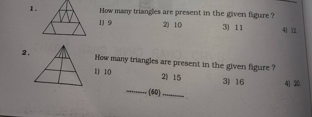 2 How many triangles are present in the given figure? | Filo