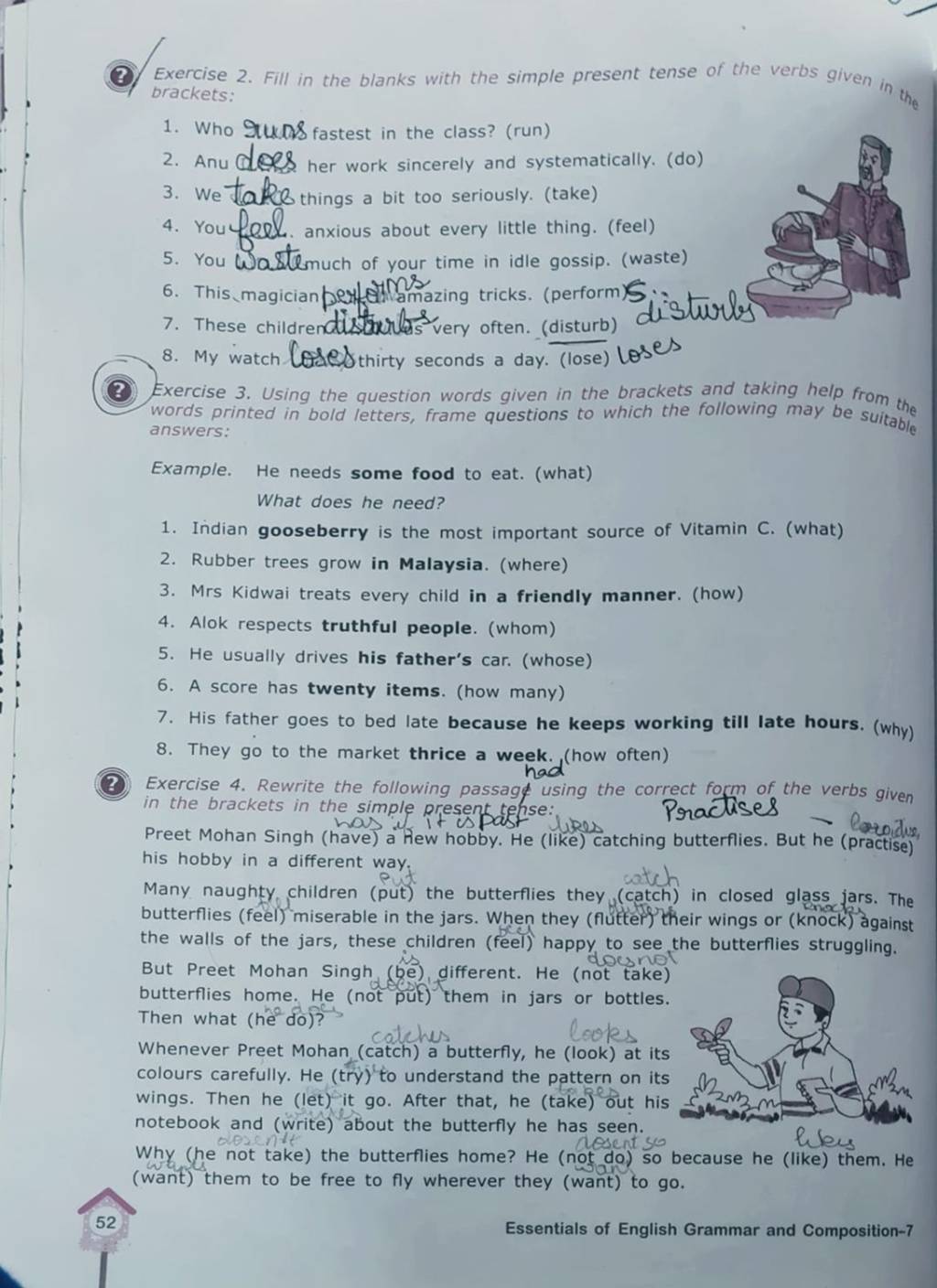 Exercise 2. Fill in the blanks with the simple present tense of the verb..