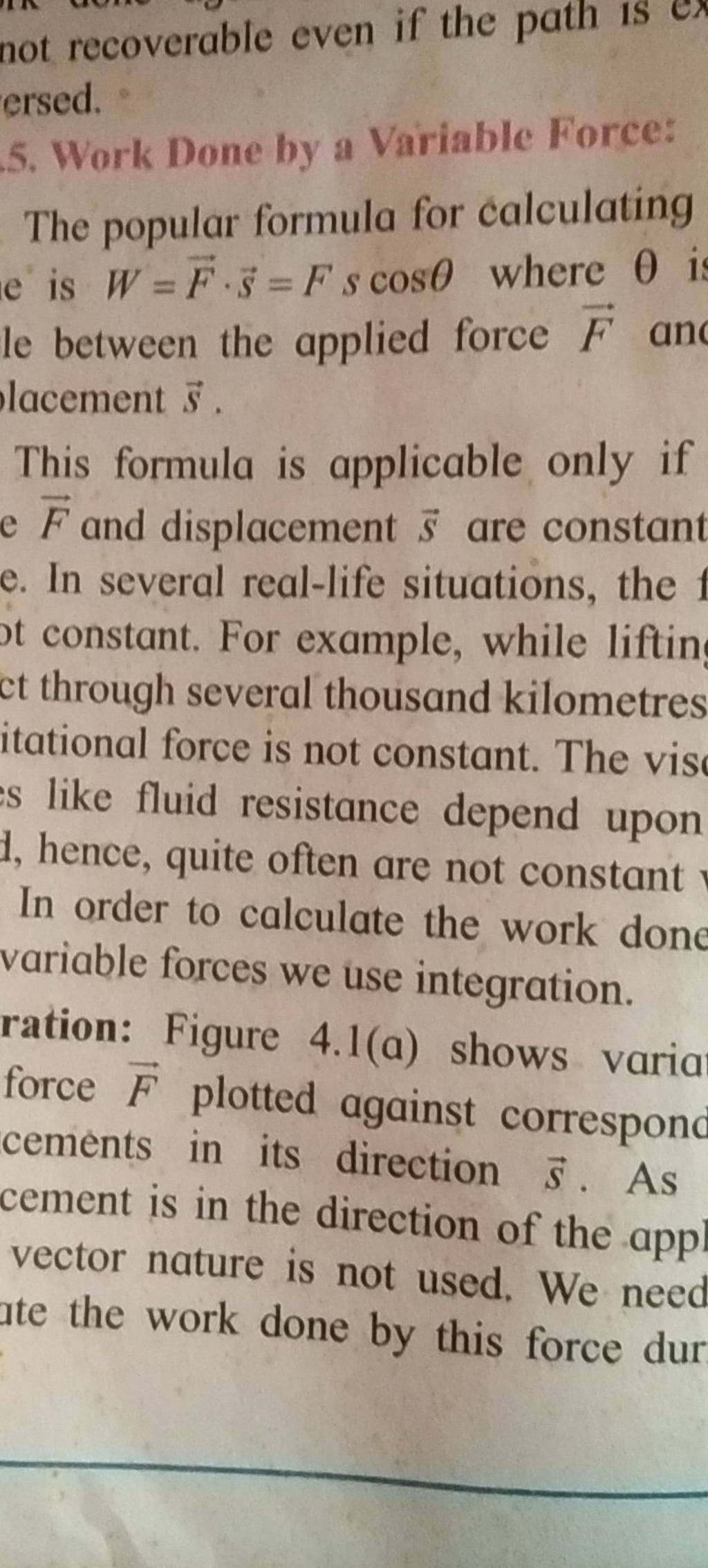 ersed. 5. Work Done by a Variable Force: The popular formula for calculat..