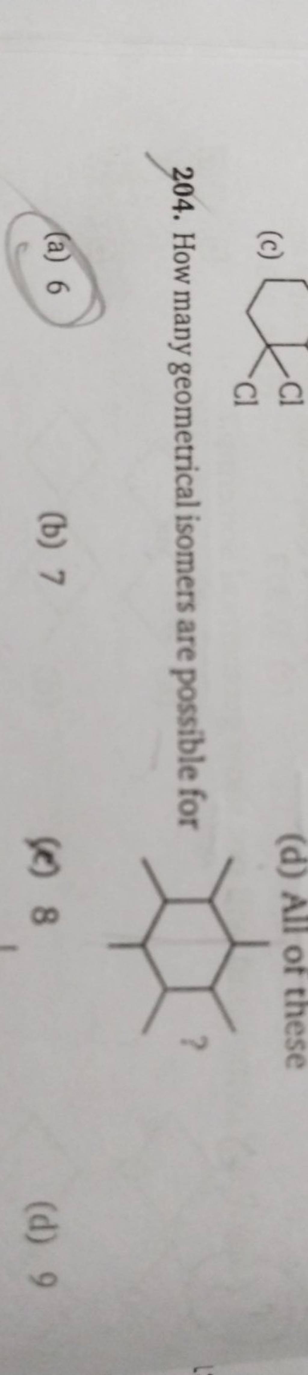 How Many Geometrical Isomers Are Possible For D All Of These Filo