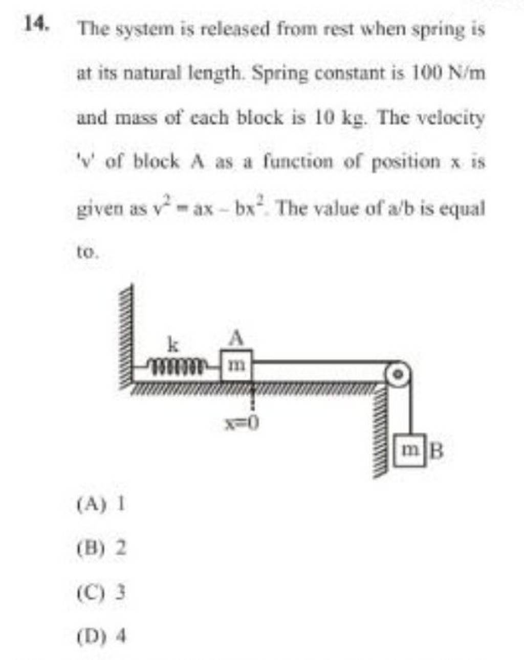 The system is released from rest when spring is at its natural length. Sp..