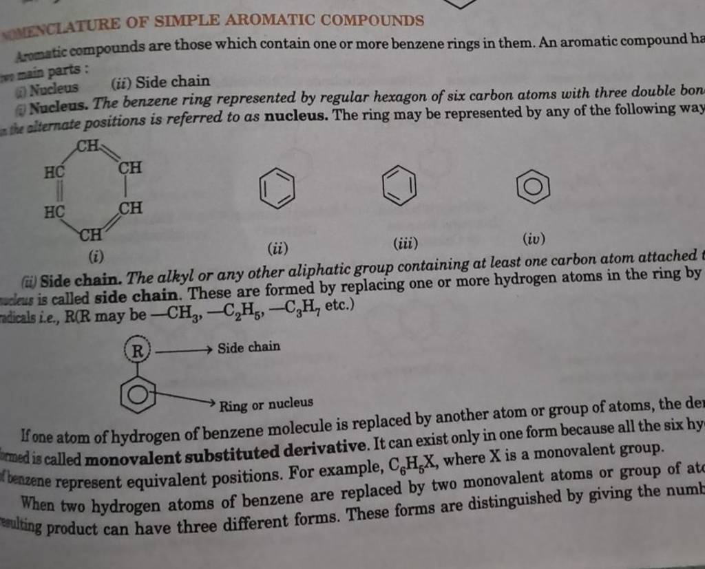 The benzene ring represented by regular hexagon of six carbon atoms with