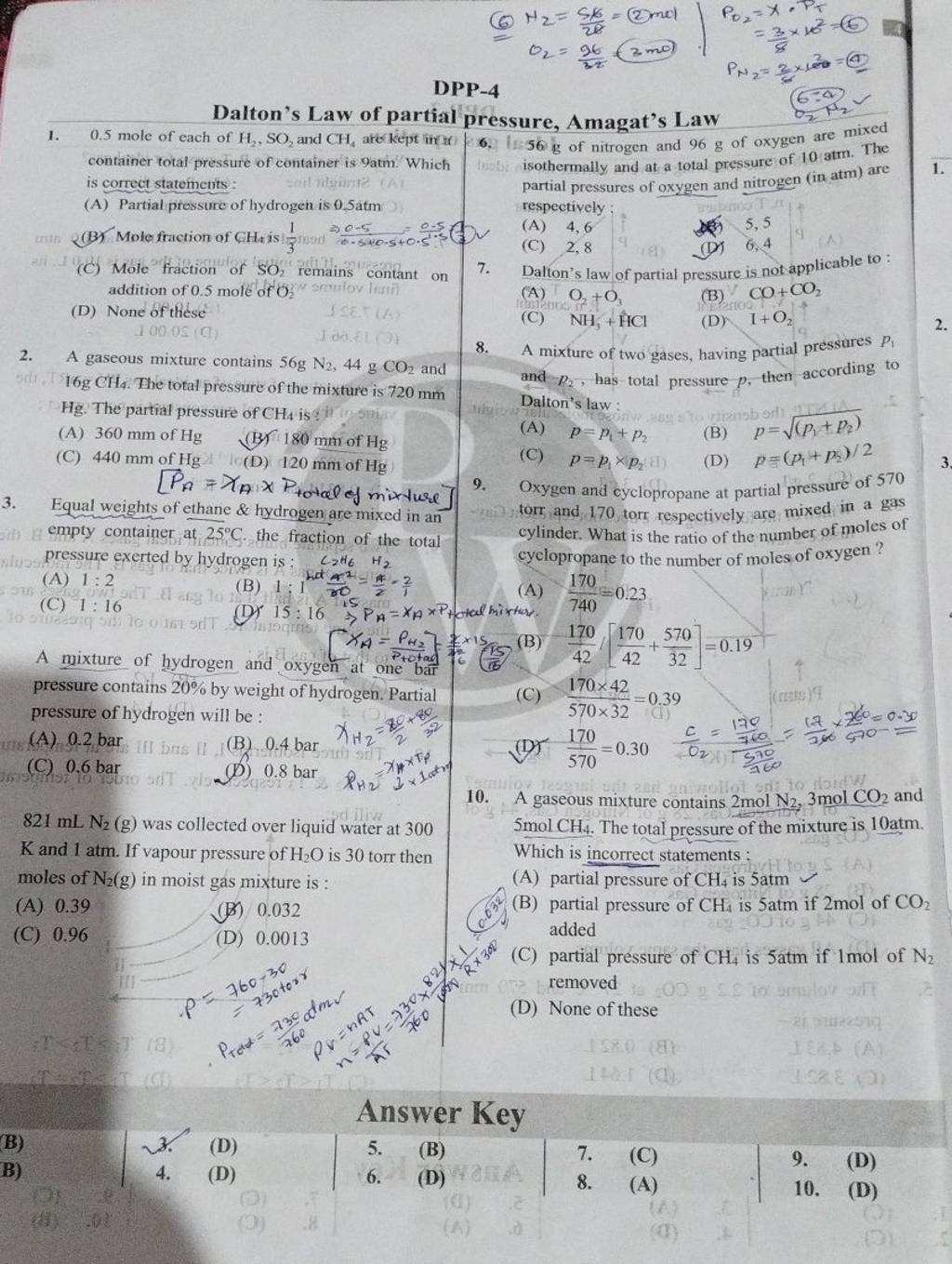  PA XA1 Ptotal Of Mixture 9 Oxygen And Cyclopropane At Partial Pres 