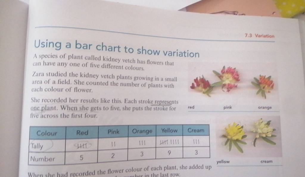Using a bar chart to show variation 7.3 Variation A species of plant call..