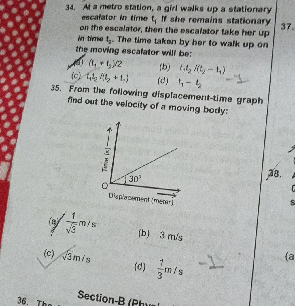 From the following displacement-time graph | Filo