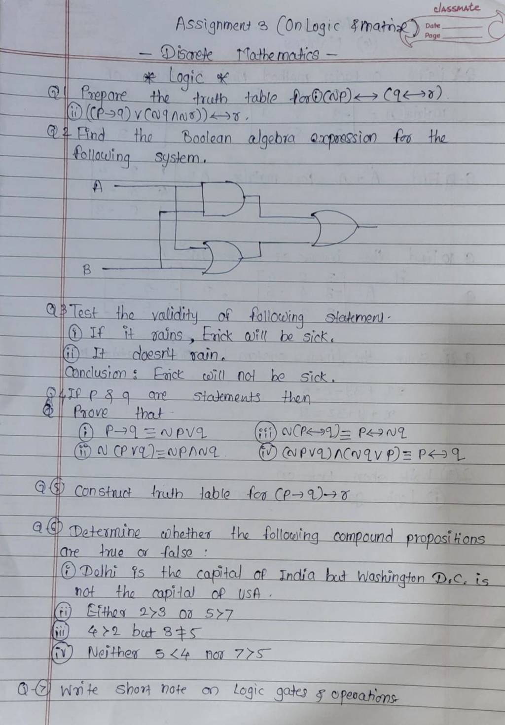 Q.5) Construct truth table for (p→q)→γ a6) Determine whether the followin.. Q.5) Construct truth table for (p→q)→γ a6) Determine whether the followin..