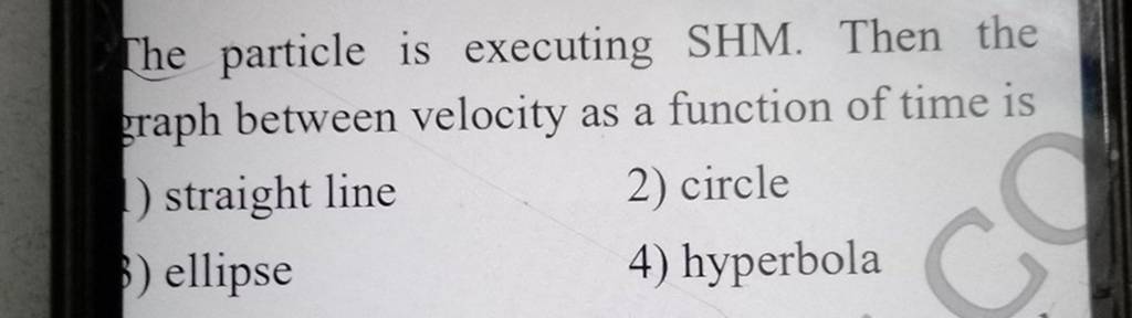 The Particle Is Executing Shm Then The Graph Between Velocity As A Funct