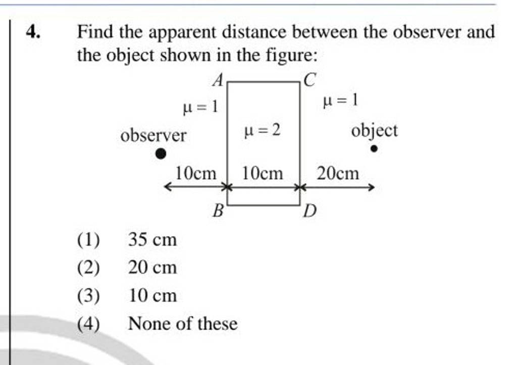 Find the apparent distance between the observer and the object shown in t..