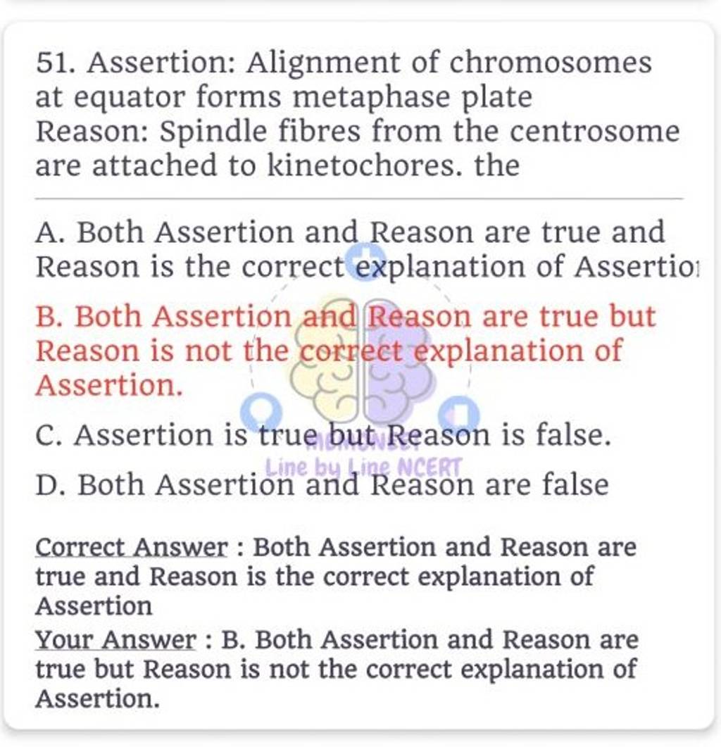Assertion: Alignment of chromosomes at equator forms metaphase plate Reas..