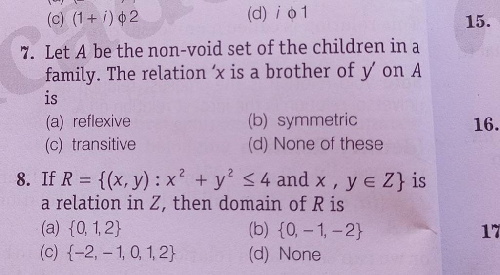 Let A be the non-void set of the children in a family. The relation ' x i..