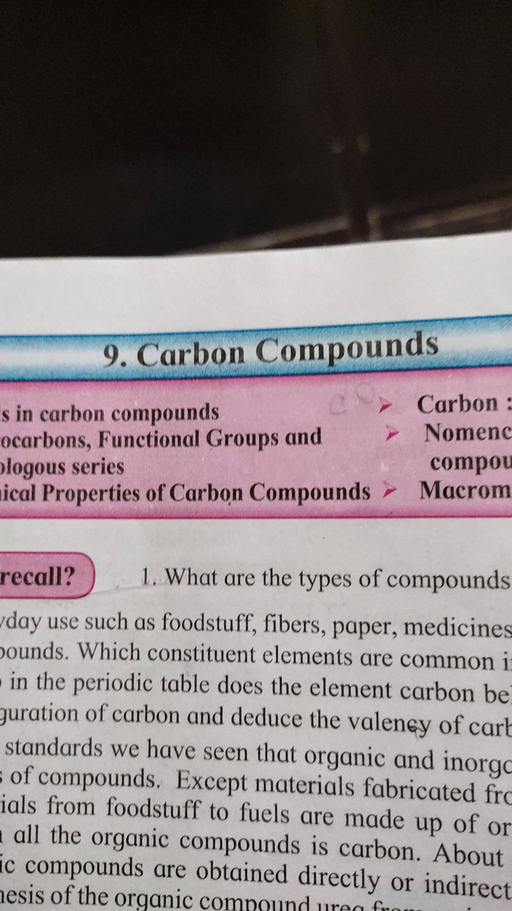9. Carbon Compounds s in carbon compounds ocarbons, Functional Groups and..