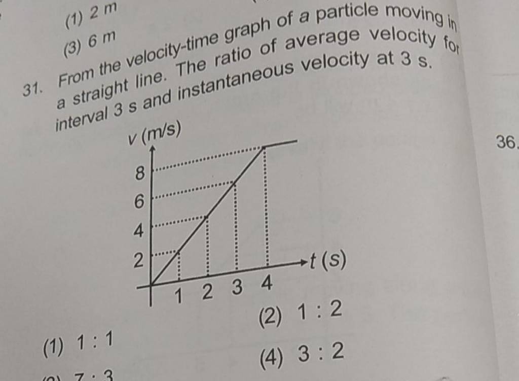 the velocity-time graph of a particle moving in straight line. The ratio