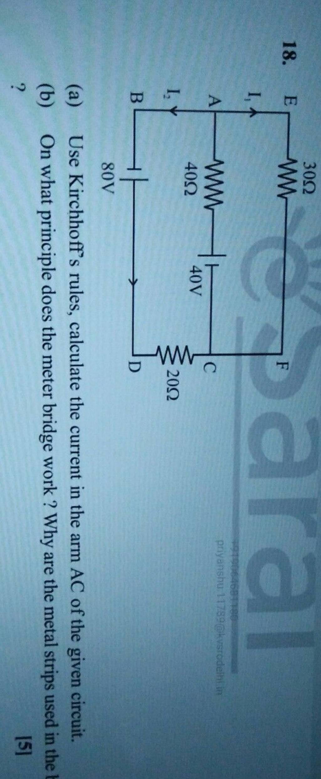 A Use Kirchhoffs Rules Calculate The Current In The Arm Ac Of The Giv