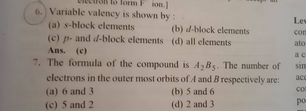 Variable valency is shown by : | Filo