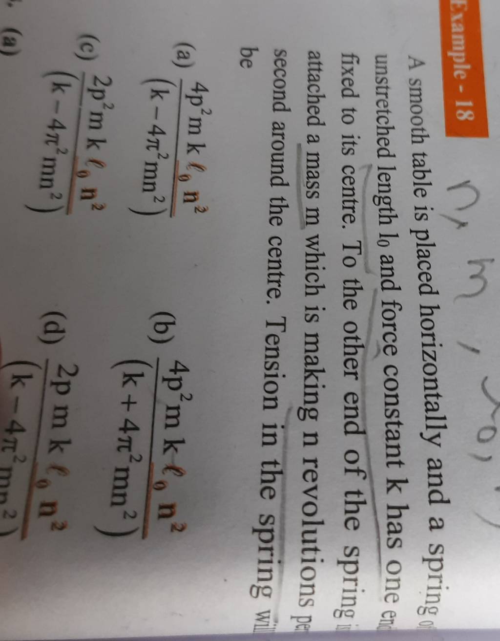 Example - 18 A smooth table is placed horizontally and a spring o unstret..