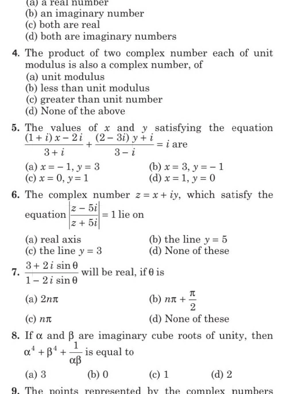 The product of two complex number each of unit modulus is also a complex