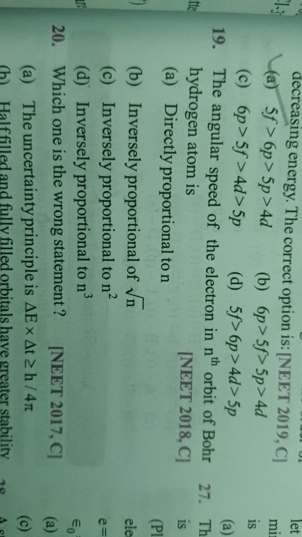 The Angular Speed Of The Electron In Nth Orbit Of Bohr Hydrogen Atom Is
