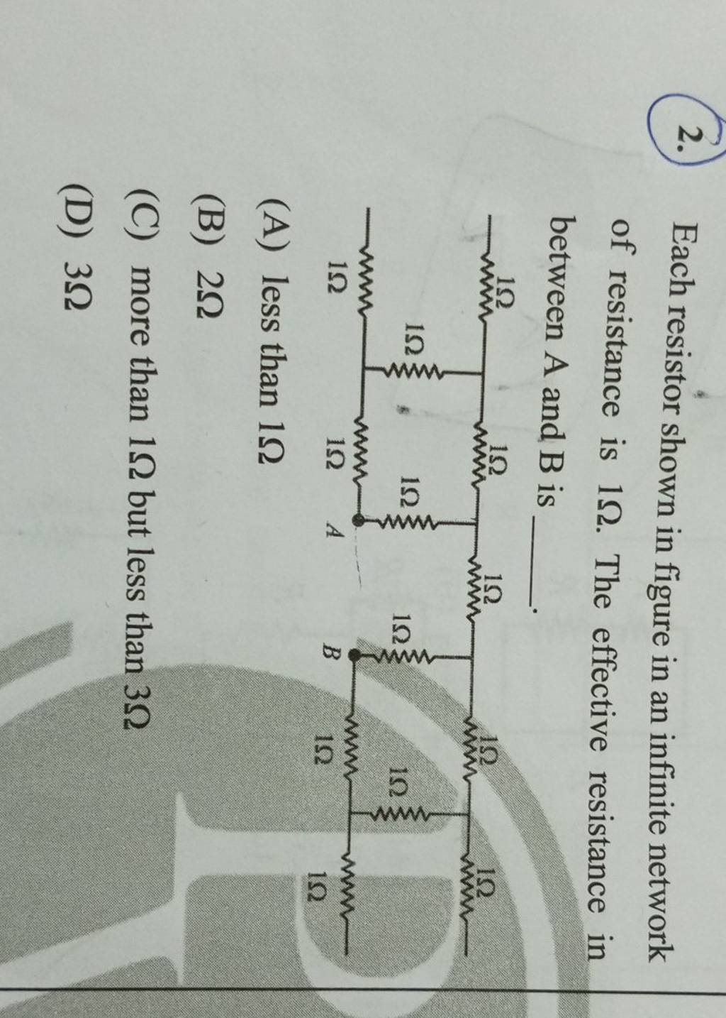 2. Each resistor shown in figure in an infinite network of resistance is