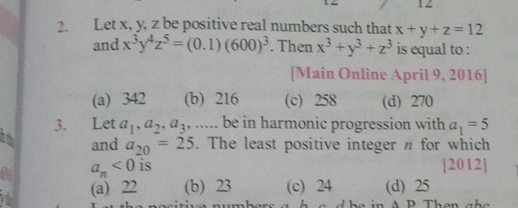 Let x,y,z be positive real numbers such that x+y+z=12 and x3y4z5=(0.1)(60..