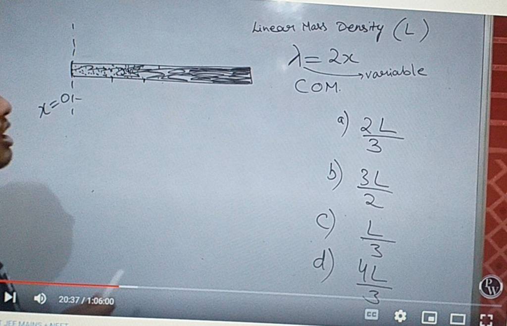 Linear Mass Density ( L ) λ=2x COM. variable | Filo