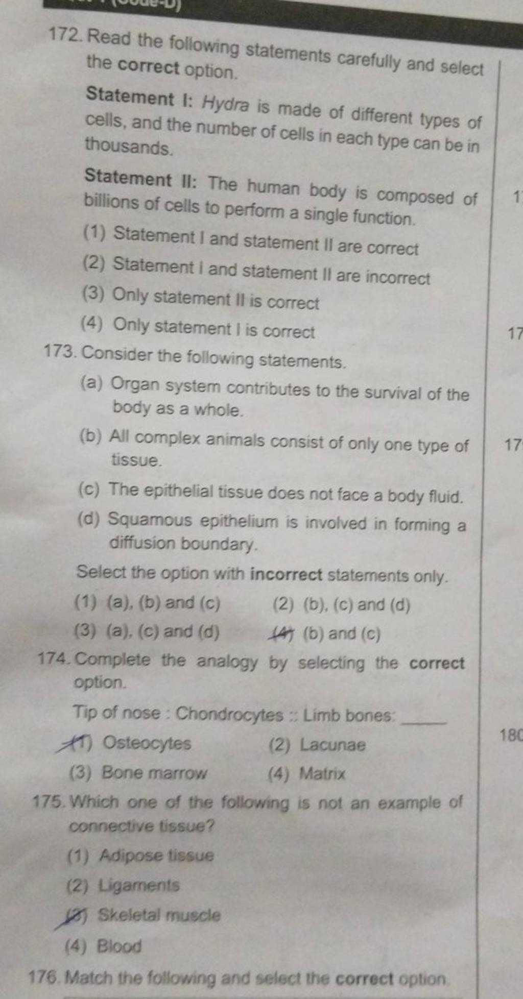 Complete The Analogy By Selecting The Correct Option Tip Of Nose Chond